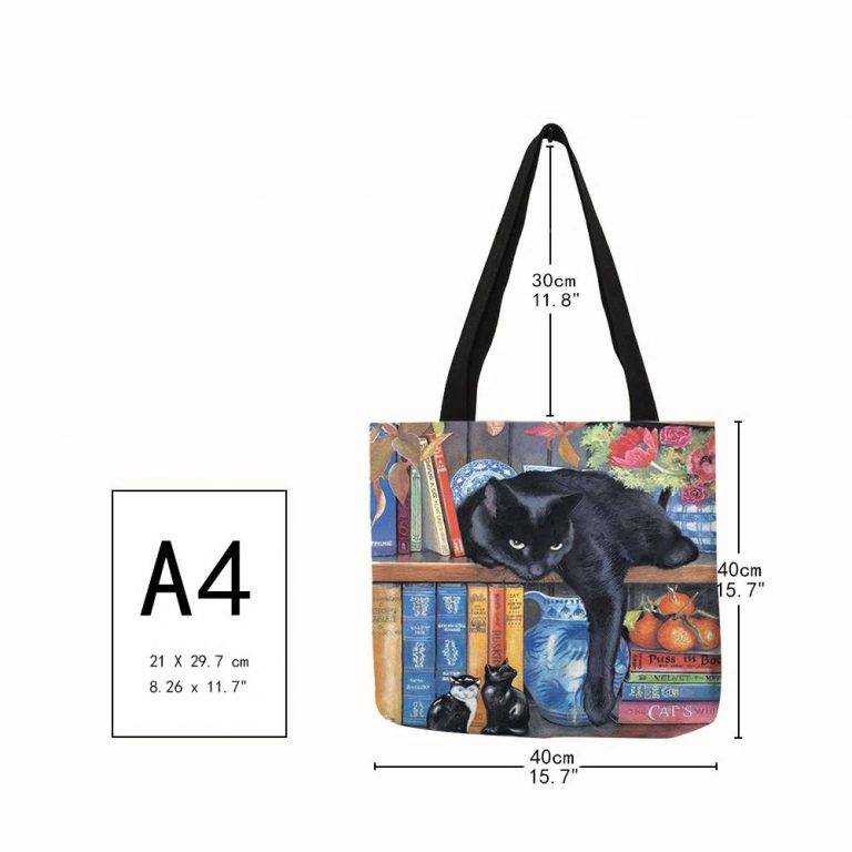 Tote canvas bag ginger cat - great present for cat mum or girls loving cats
